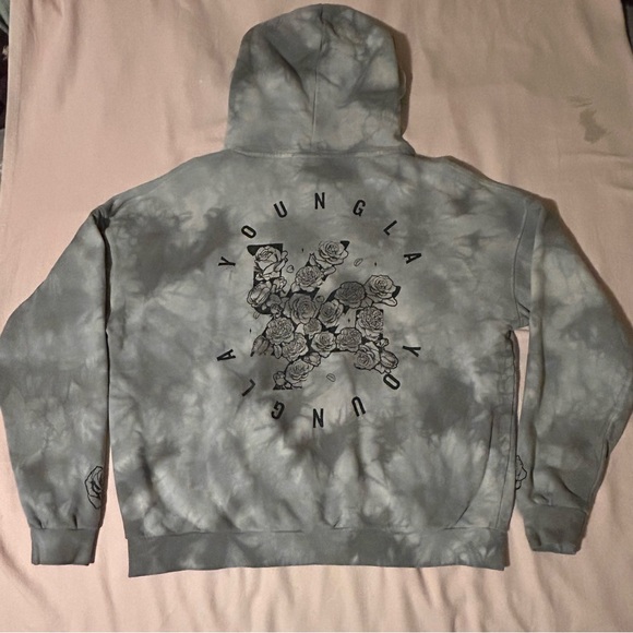 YoungLA | Shirts | Youngla Hoodie Mens L Gray Roses Back Logo ...